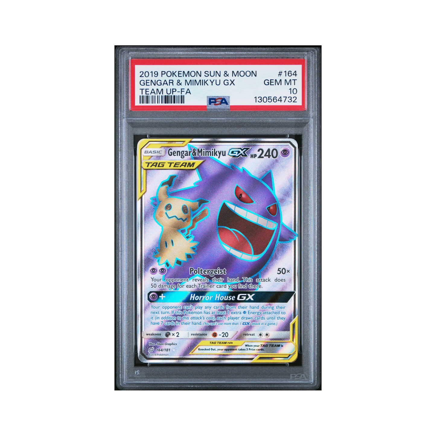 2019 Pokemon Sun & Moon Team Up Gengar & Mimikyu GX #164 PSA 10 – Pack ...