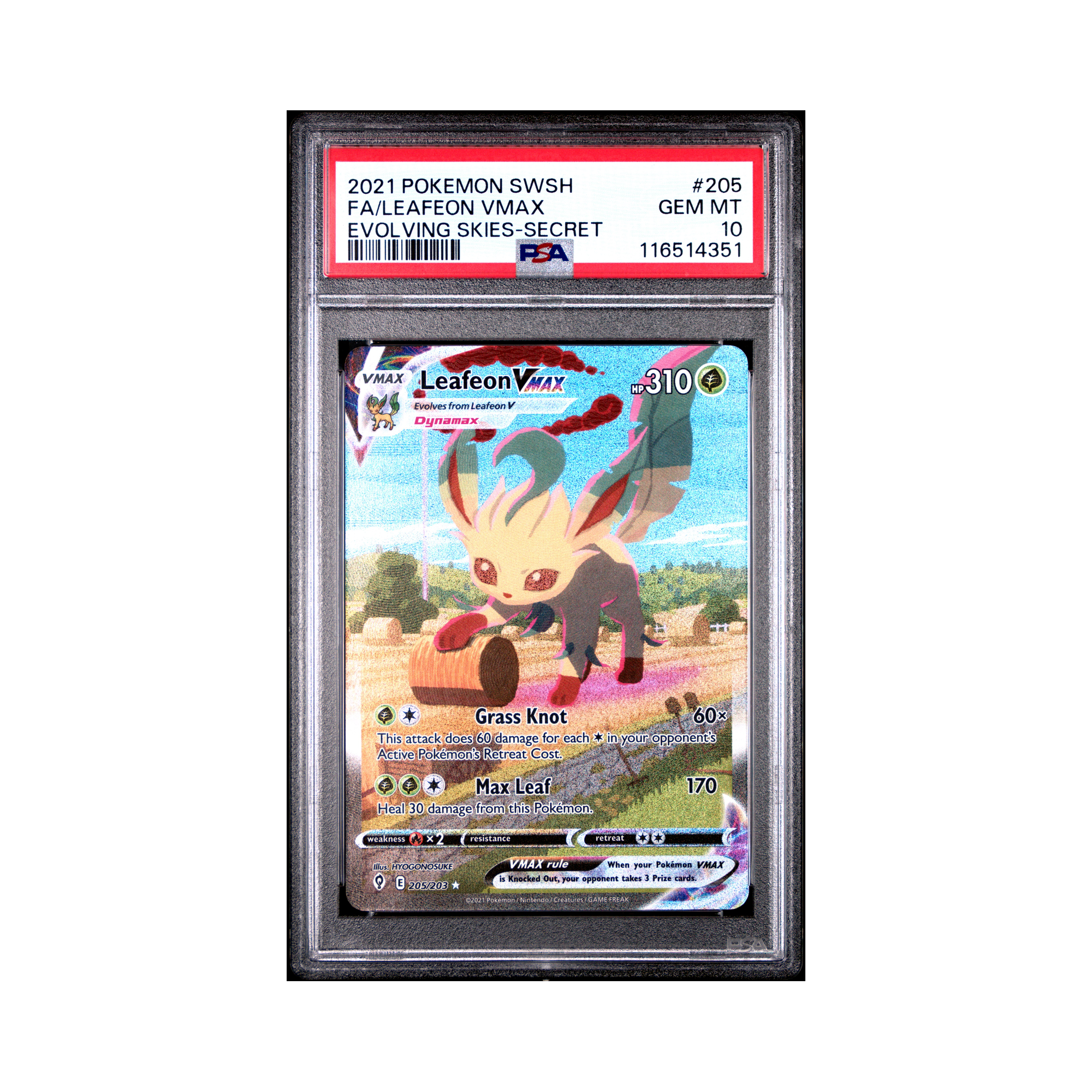 2021 Pokemon Sword & Shield Evolving Skies Leafeon VMAX #205 PSA 10 ...
