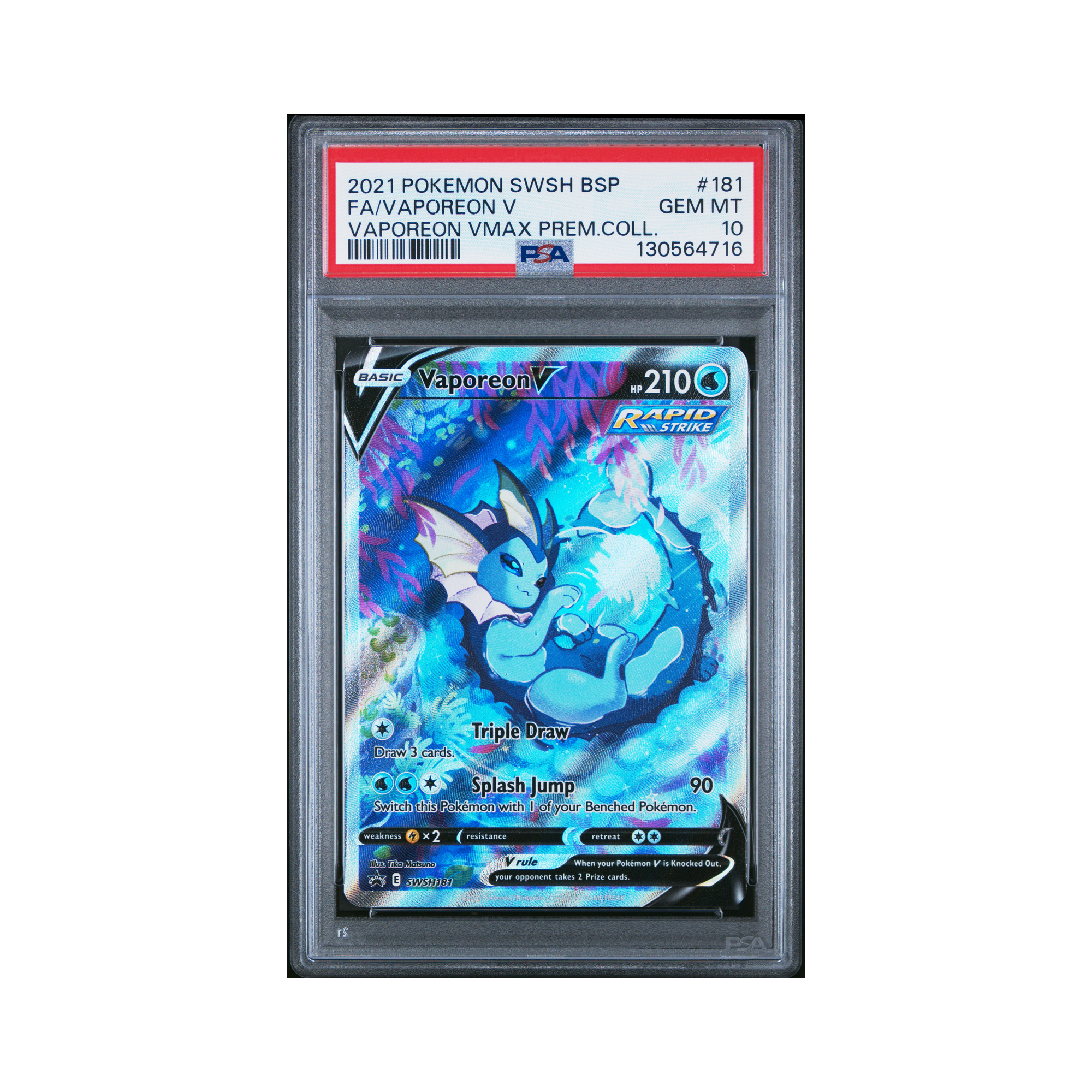 2021 Pokemon SWSH Black Star Promo Vaporeon V #181 PSA 10 – Pack Fresh