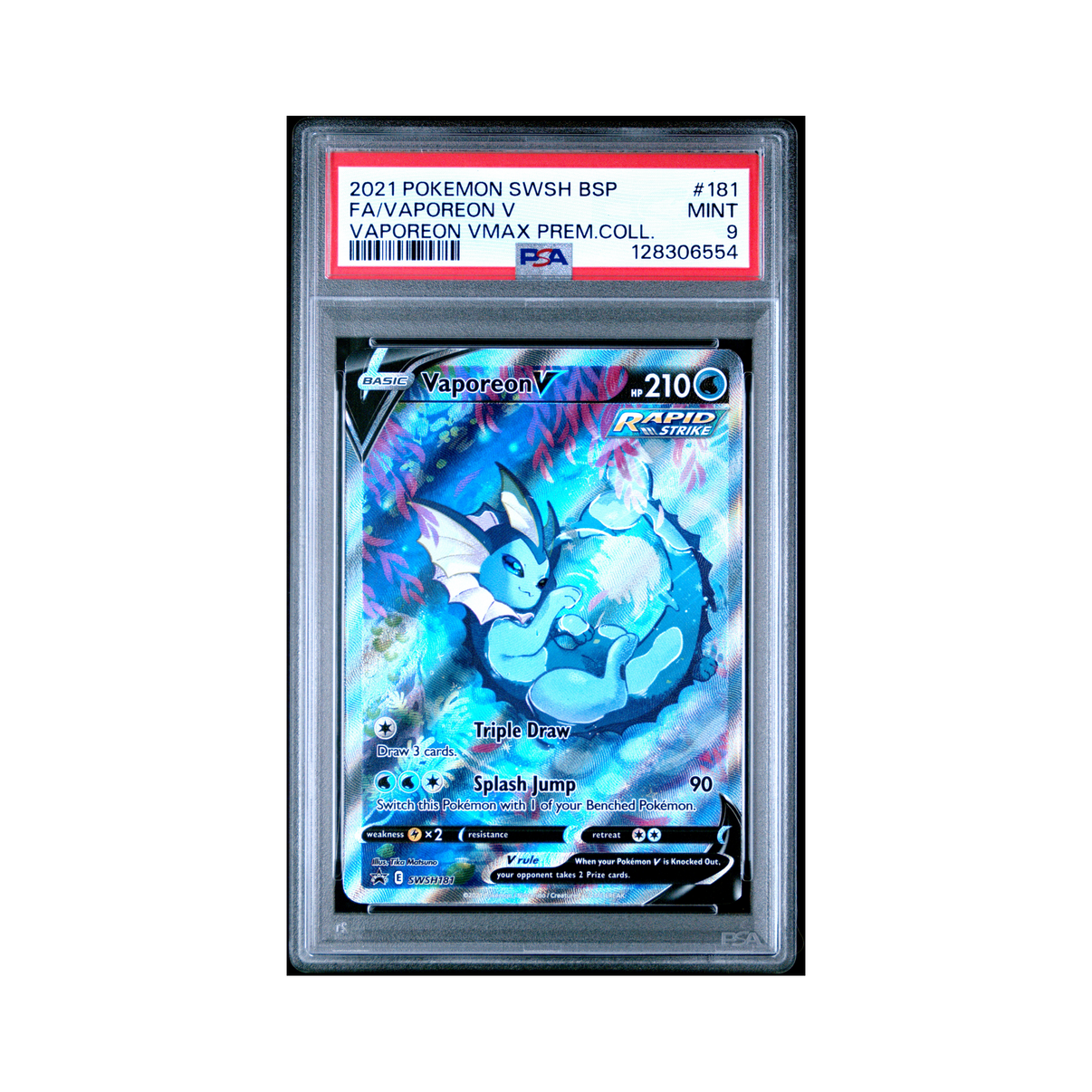 2021 Pokémon SWSH Black Star Promo Vaporeon V #181 PSA 9 – Pack Fresh